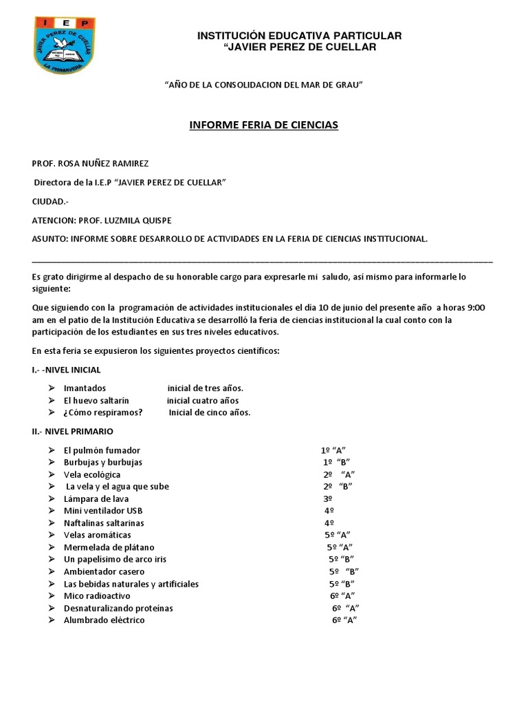 Informe Feria de Ciencia | PDF | Naturaleza