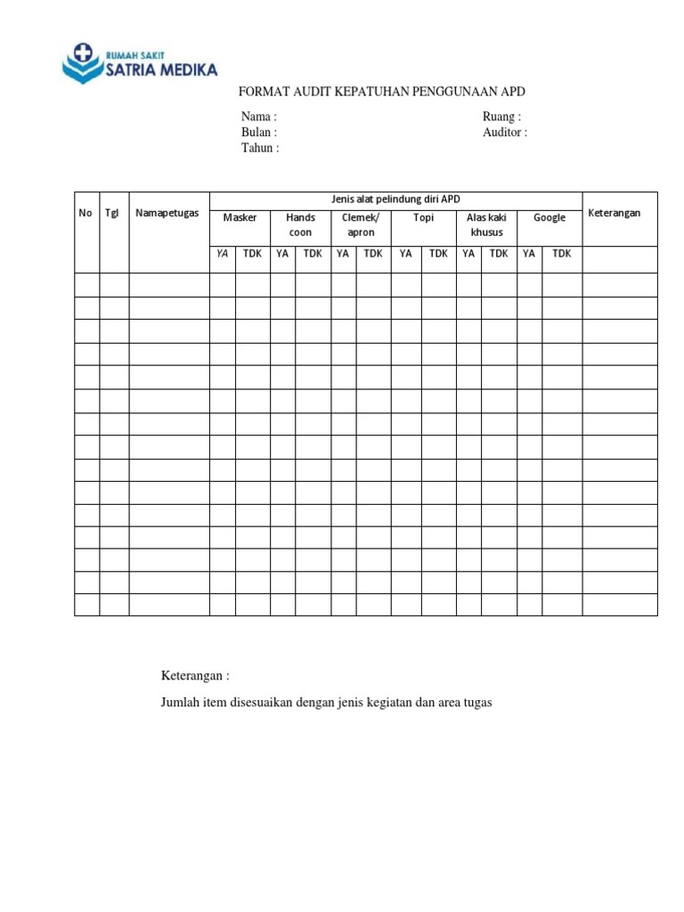 Format Audit Kepatuhan Penggunaan Apd | PDF