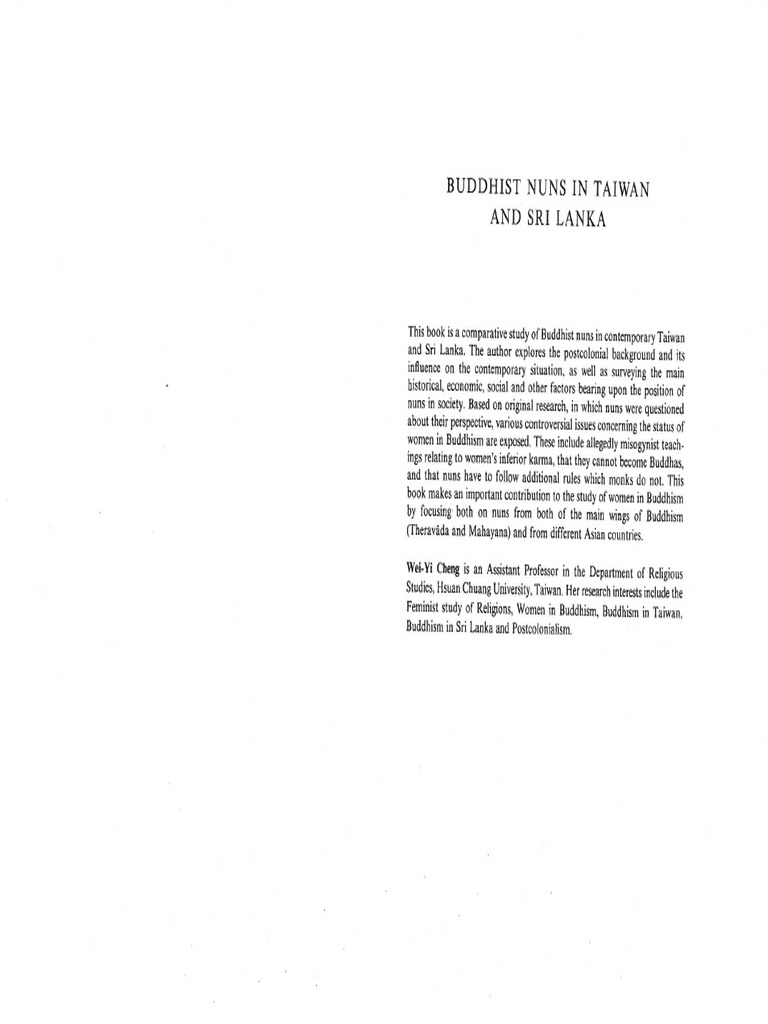 W Cheng - Buddhist Nuns in Taiwan and Sri Lanka | PDF
