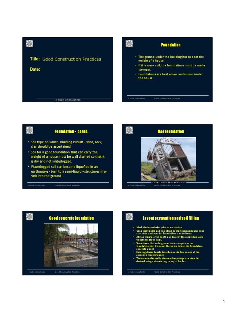 Good Construction Practices PDF | PDF | Concrete | Foundation (Engineering)