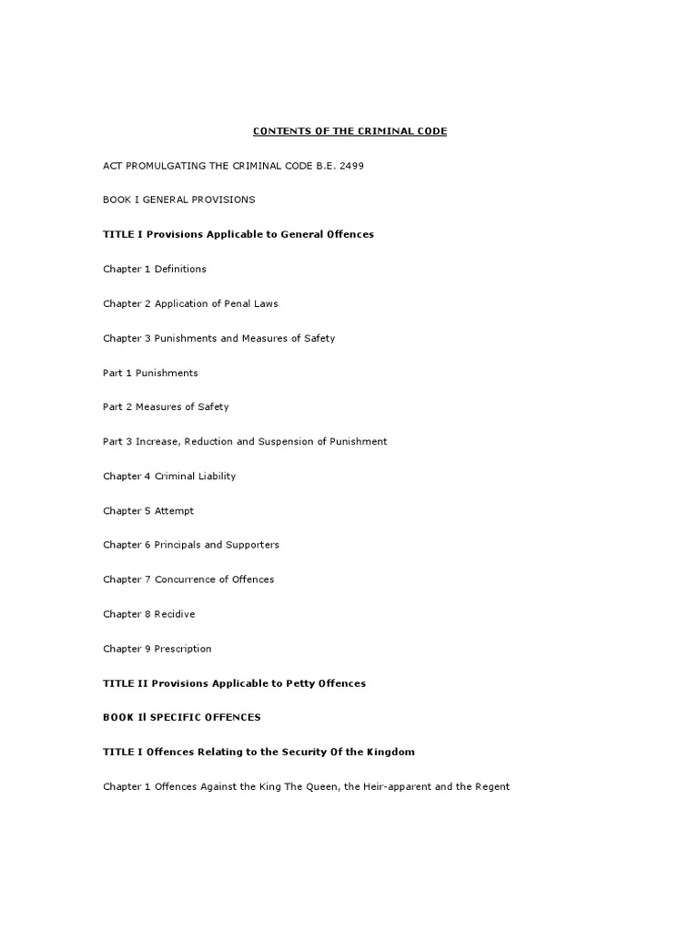 Thailand Criminal Code | PDF | Fine (Penalty) | Crime & Violence