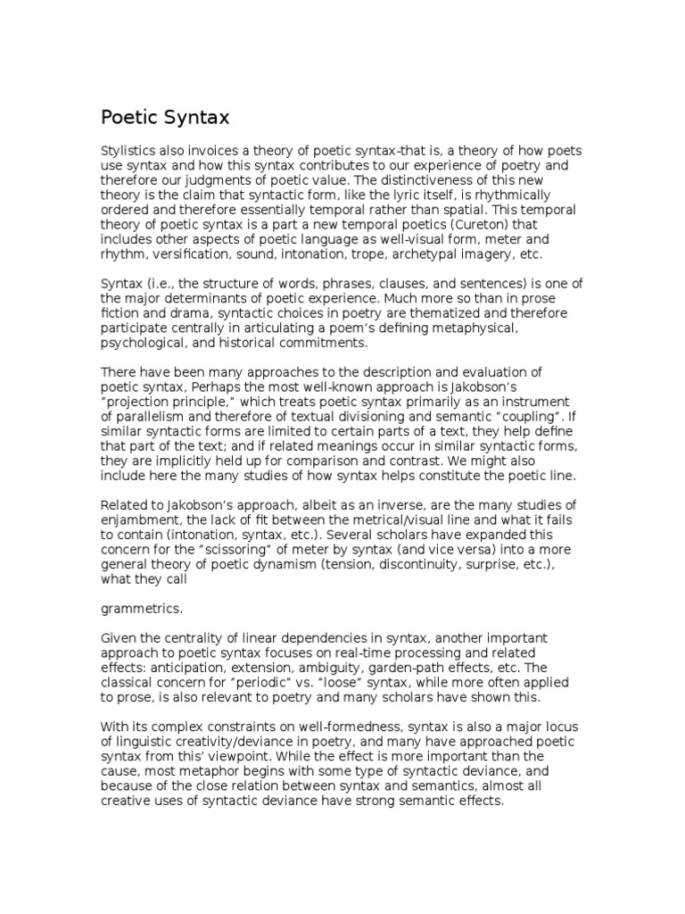 28 Poetic Syntax.doc | Poetry | Poetry