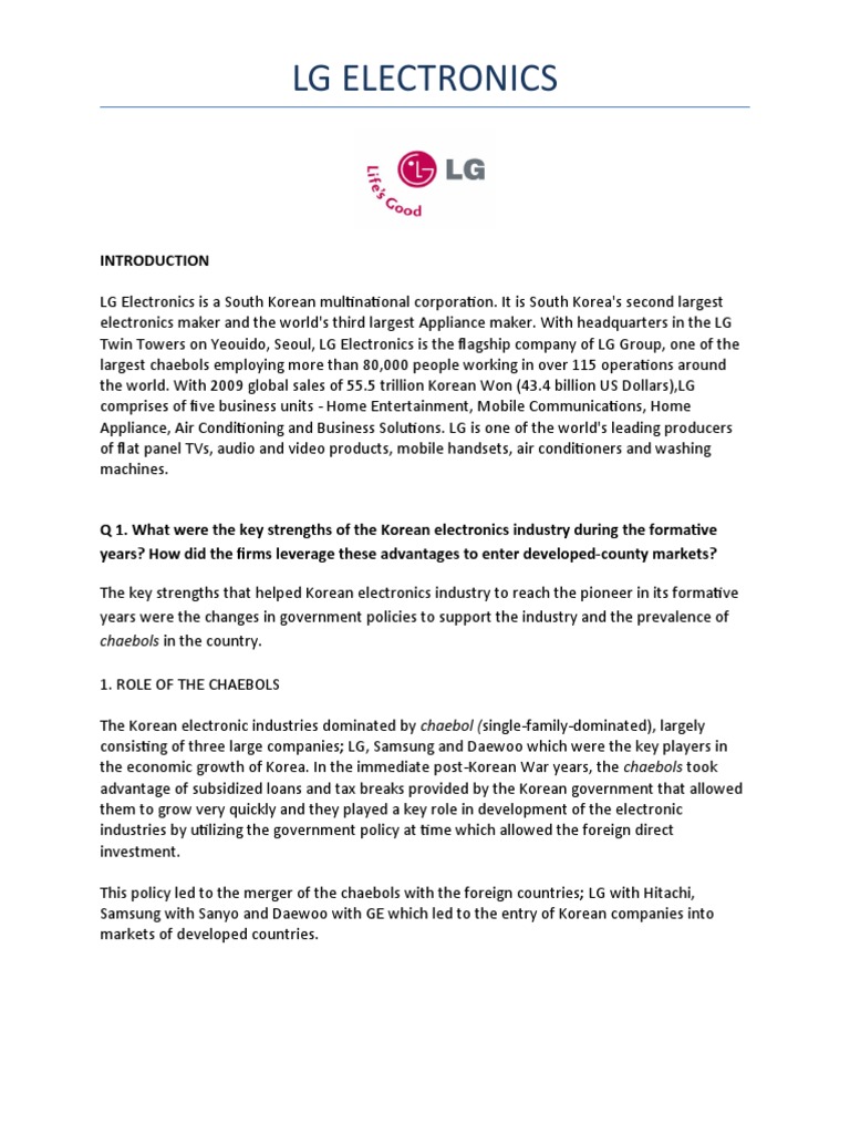LG Electronics' Strategic Growth and Approach to Emerging Markets | PDF ...