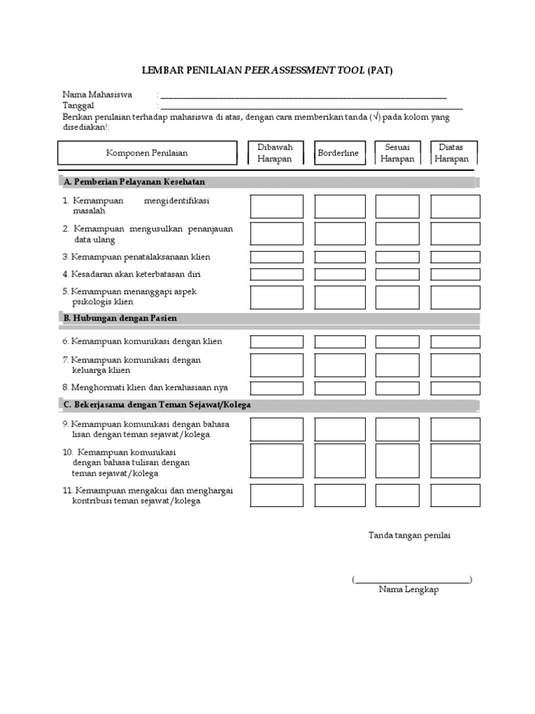 Lembar Penilaian Peer Assessment Tool | PDF