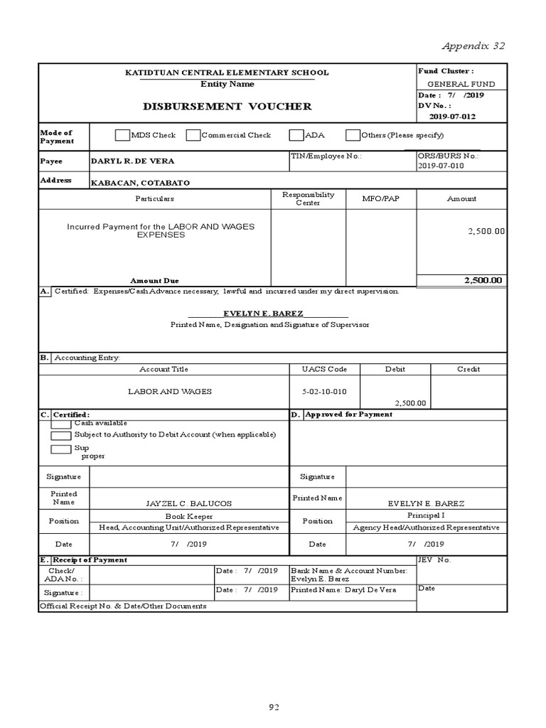 Appendix 32 - DV | PDF | Payments | Cheque