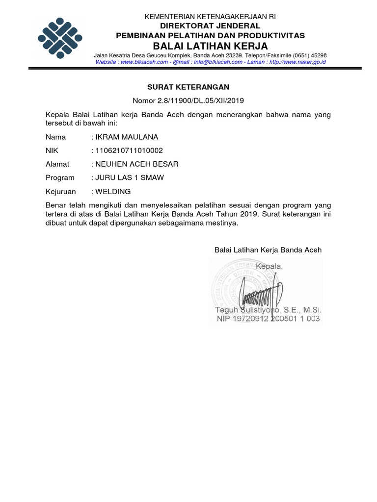 Surat Keterangan Asesi | PDF