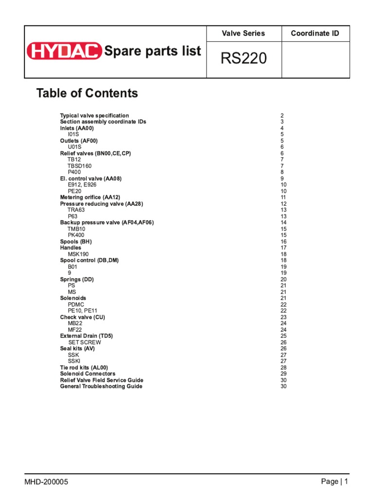 RS220 Spare Parts | PDF | Valve | Pump