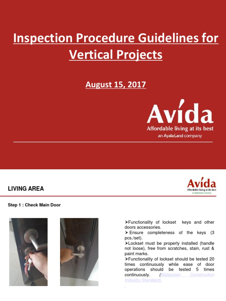Vertical Project Inspection Guidelines | PDF | Door | Sink
