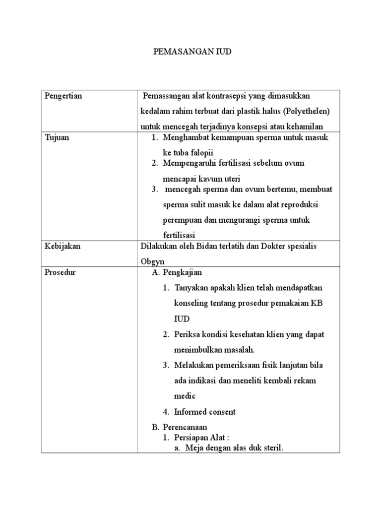 Sop Iud Pemasangan Dan Pelepasan | PDF | Pengembangan Diri