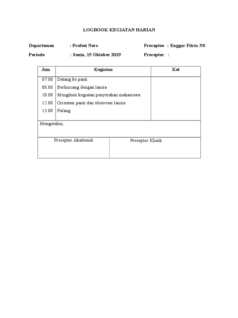 Logbook Kegiatan Harian | PDF