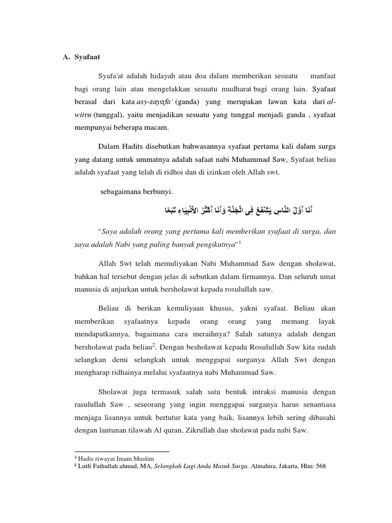 Syafaat Nabi Muhammad dan Surga | PDF