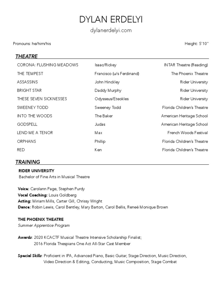 Erdelyi Resume | PDF | Performing Arts | Theatre