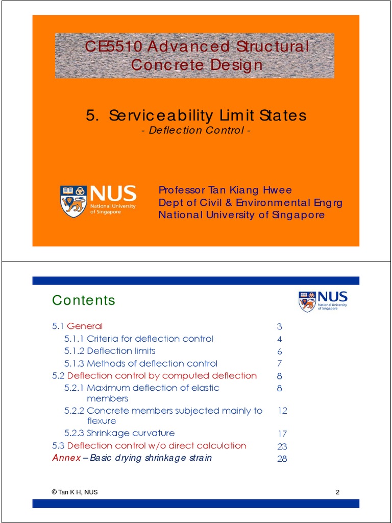 5-SLS - Deflection Control (2019) | PDF | Elasticity (Physics) | Bending
