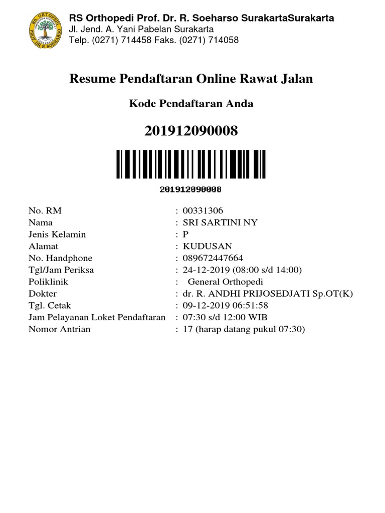 Cetak Resume Pendaftaran Online PDF | PDF