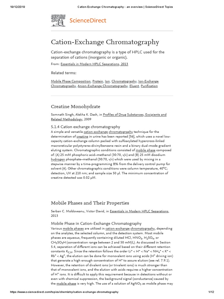 Cation-Exchange Chromatography - An Overview - ScienceDirect Topics ...
