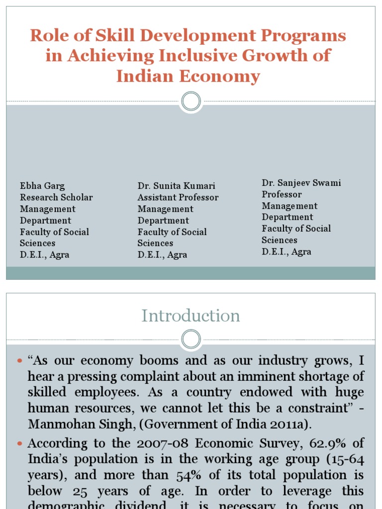 Role of Skill Dev. | PDF | Economic Growth | Economy Of India