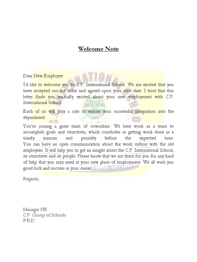Welcome Note | PDF | Career & Growth