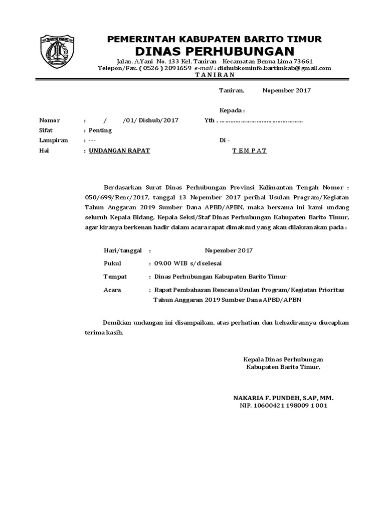 Surat Undangan Rapat | PDF