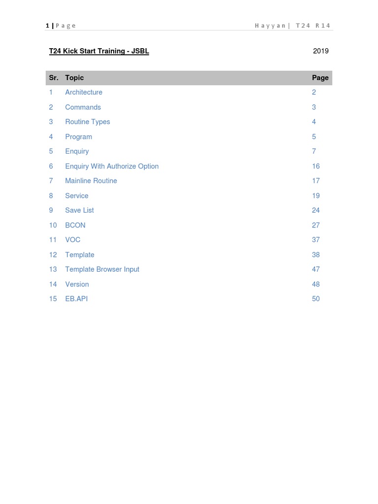 T24 Technical Kick Start Training PDF | PDF | Computer Program | Programming