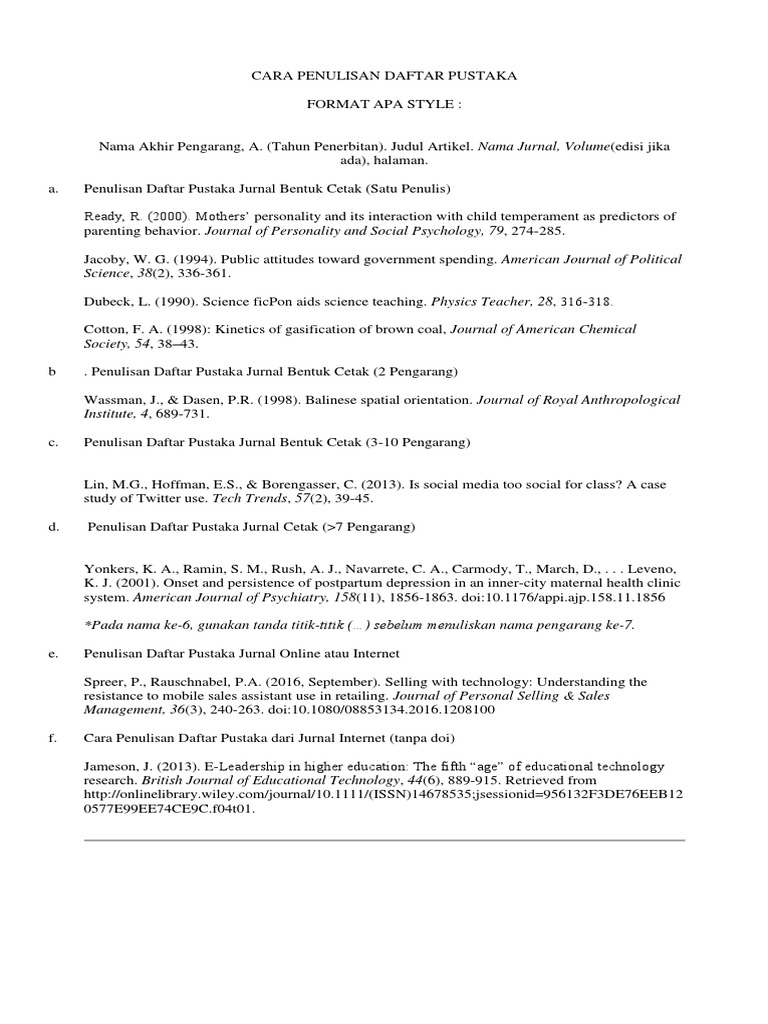 Cara Penulisan Daftar Pustaka | PDF
