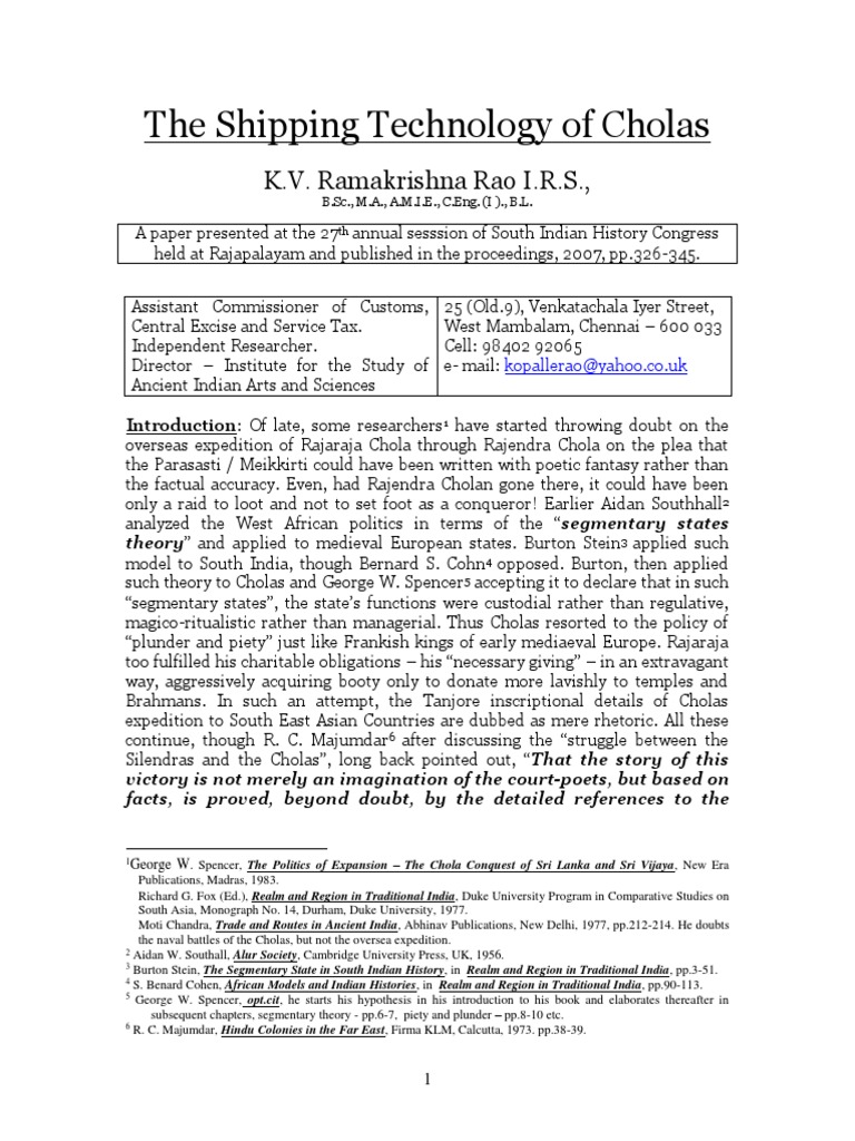 Chola Maritime Technology and Expeditions | PDF | Naval Warfare | Tamil ...