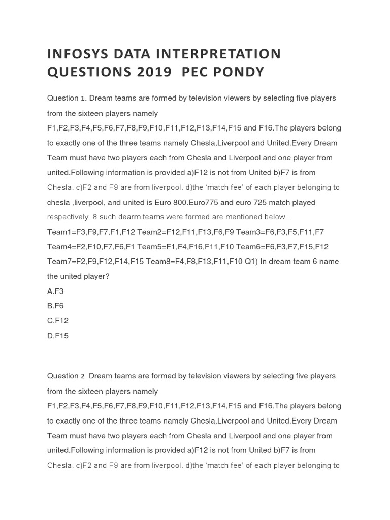 Infosys Data Interpretation Questions With Answers | PDF | Disabled ...