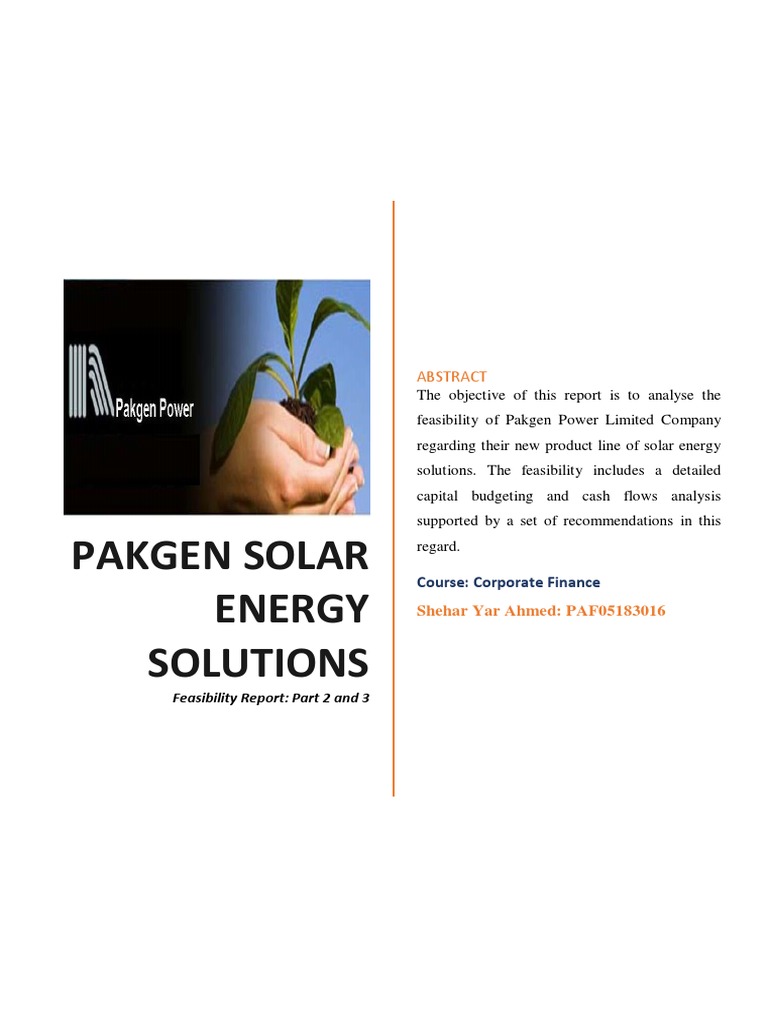 Solar Energy Project | PDF | Cost Of Capital | Capital Budgeting
