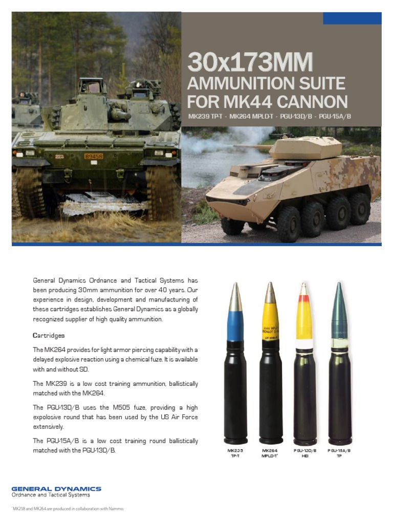 30x173mm Ammunition Suite MK44 Cannon Version 3 PDF | PDF | Ammunition ...