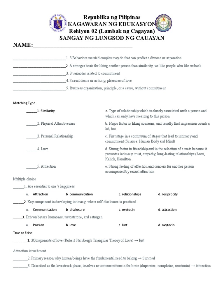 Personal Development Quiz | Download Free PDF | Intimate Relationships ...