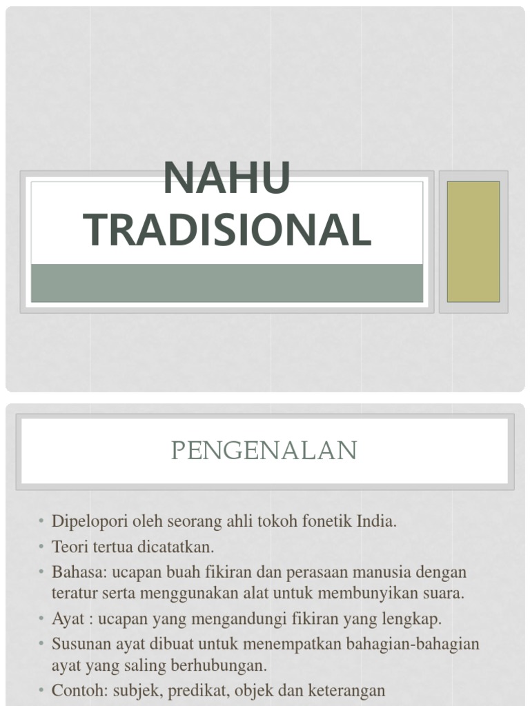 Nahu Tradisional Slide | PDF | Seni & Disiplin Bahasa