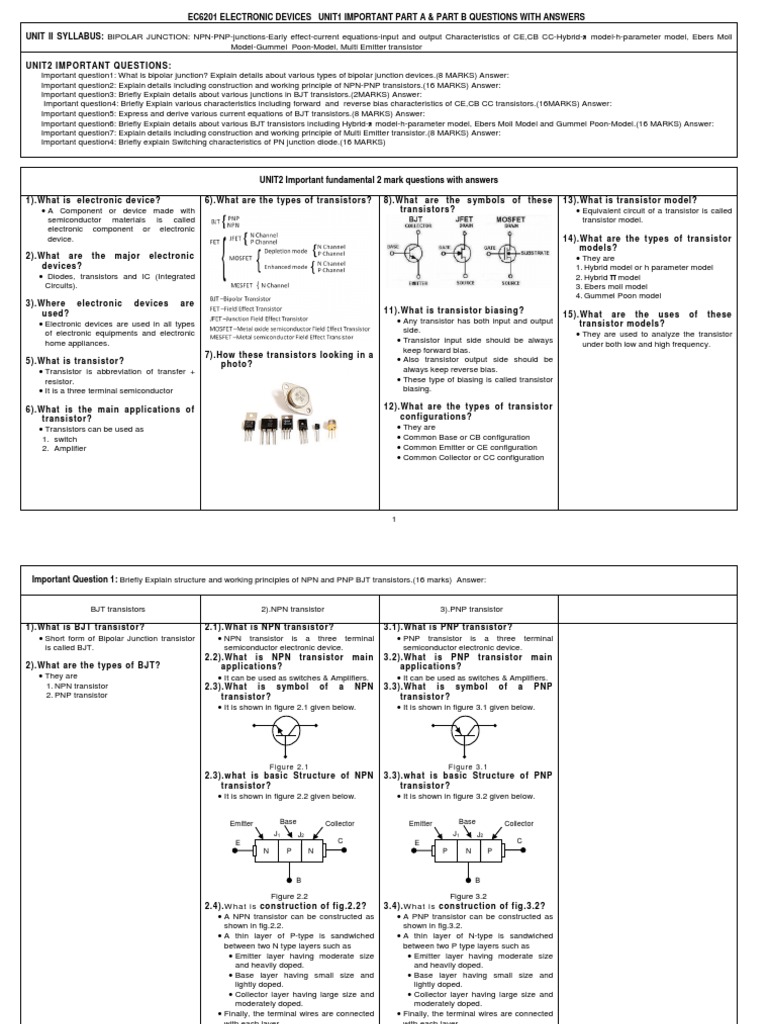 Unit2-Notes Preparations8 | PDF | Bipolar Junction Transistor | Transistor