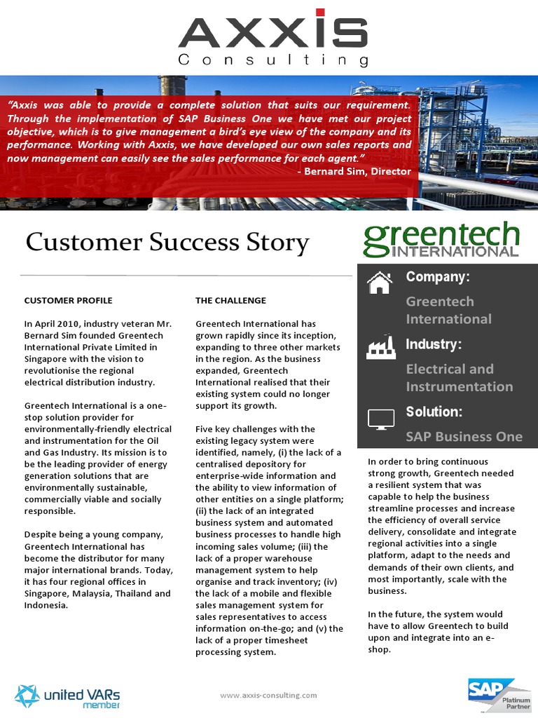 Greentech International Success Story 3 | PDF | Sap Se | Business Process