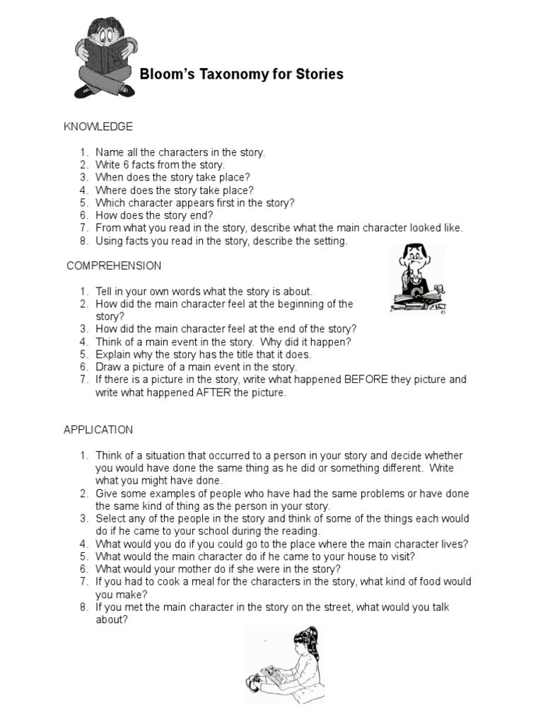 Blooms Taxonomy For Stories | PDF