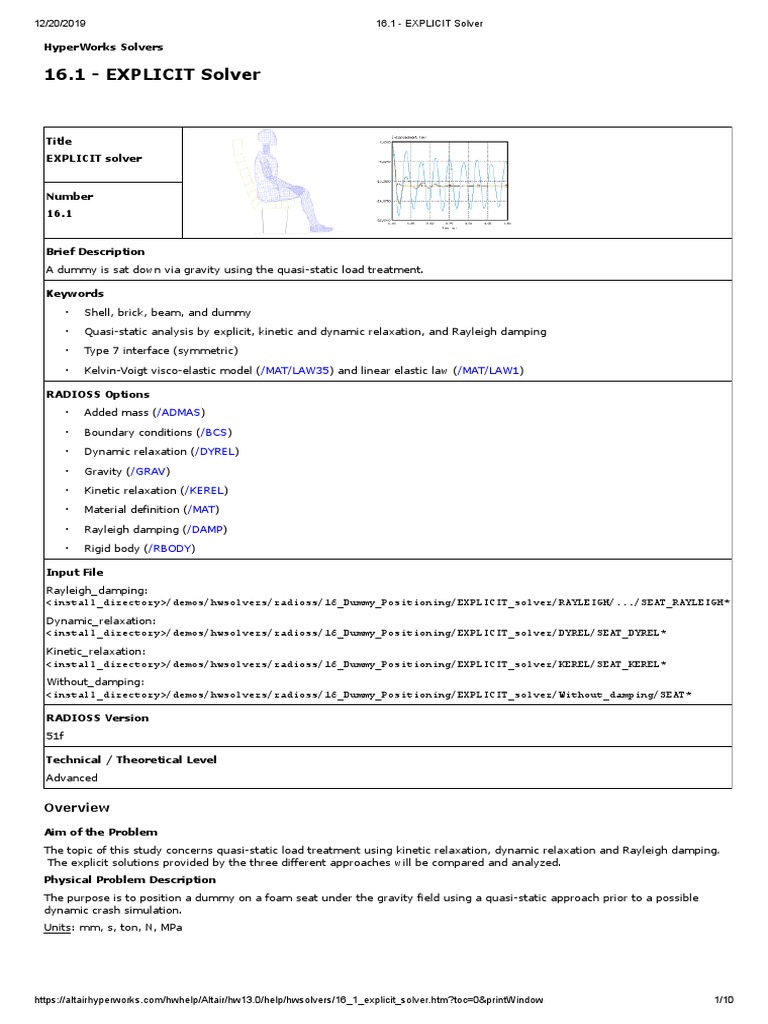 16.1 - EXPLICIT Solver Radioss | PDF | Viscoelasticity | Kinetic Energy