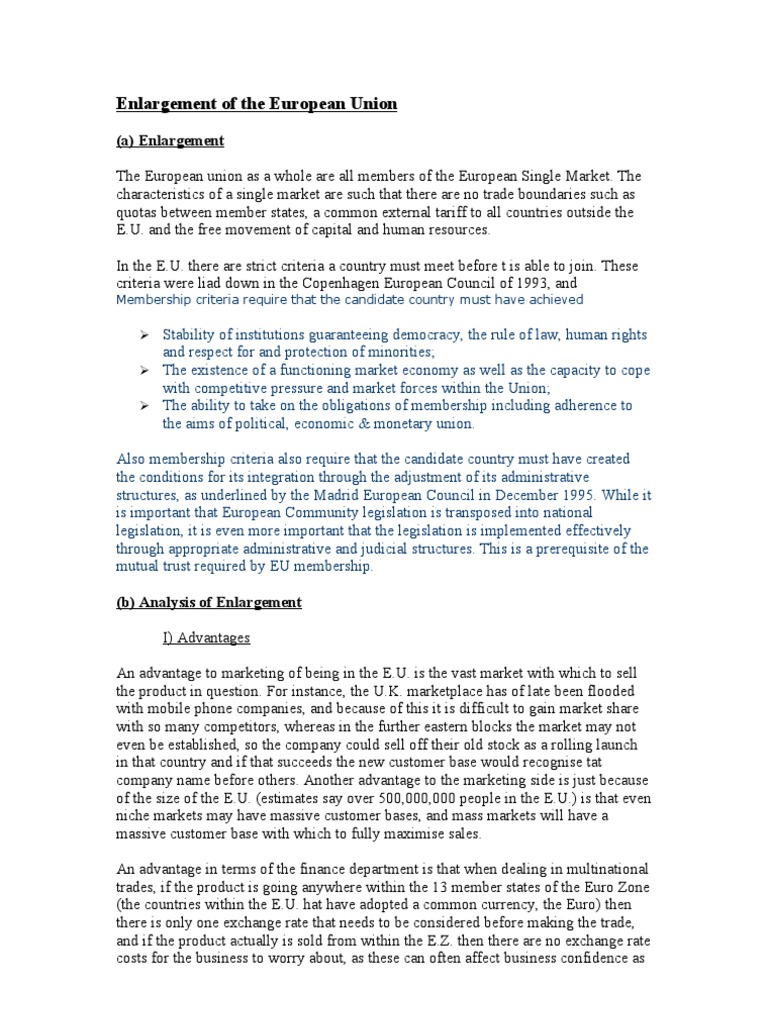 European Union Report | PDF | Enlargement Of The European Union ...