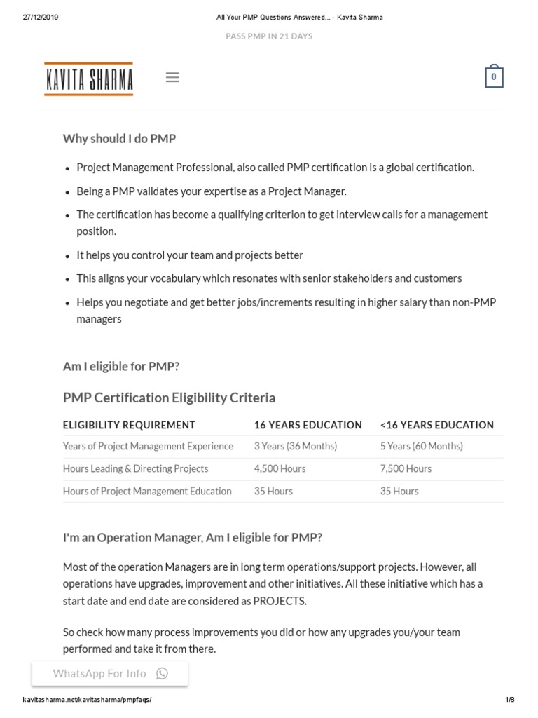 All Your PMP Questions Answered... - Kavita Sharma | PDF | Project ...