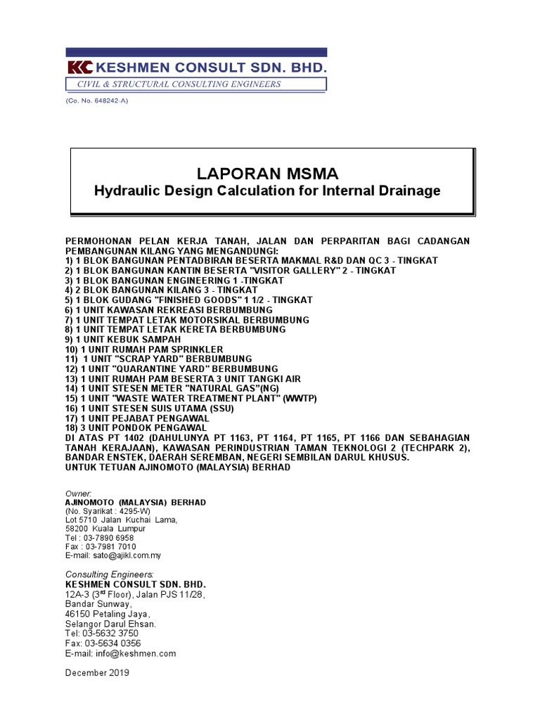 1902 - MSMA Report 20191204 PDF | PDF | Drainage Basin | Natural ...