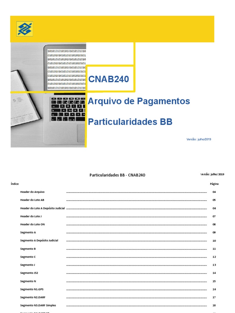 Manual CNAB240 BB: Estrutura e Campos | PDF | Brasil | Bancos