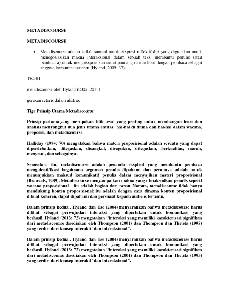 Prinsip dan Fungsi Metadiscourse | PDF
