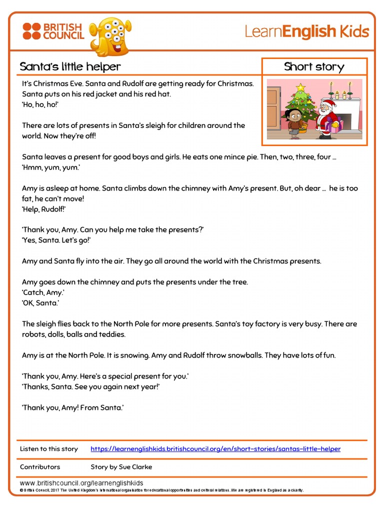 Short Stories Santas Little Helper Transcript | PDF