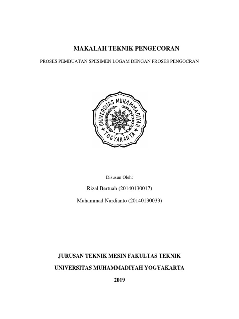 Makalah Teknik Pengecoran | PDF