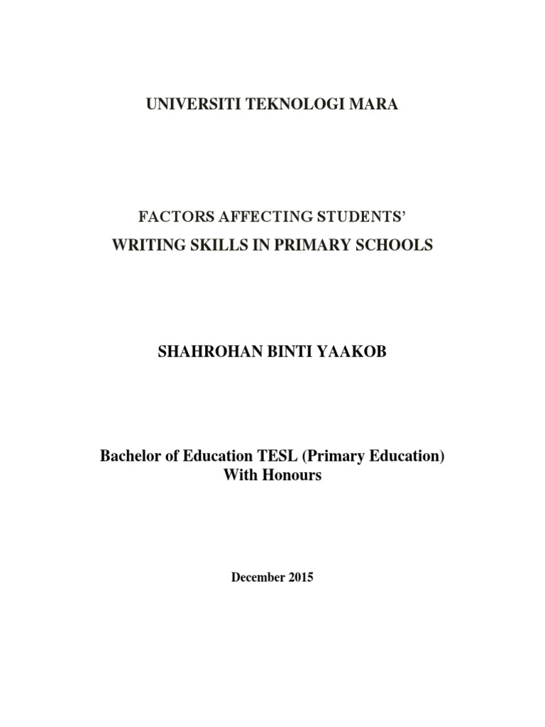 Factors Influencing Primary Writing Skills | PDF | Self Efficacy ...
