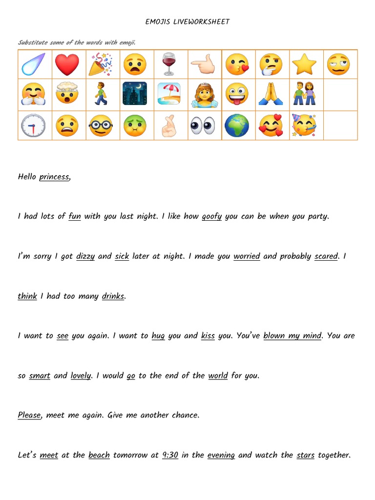 Emojis Liveworksheet | PDF