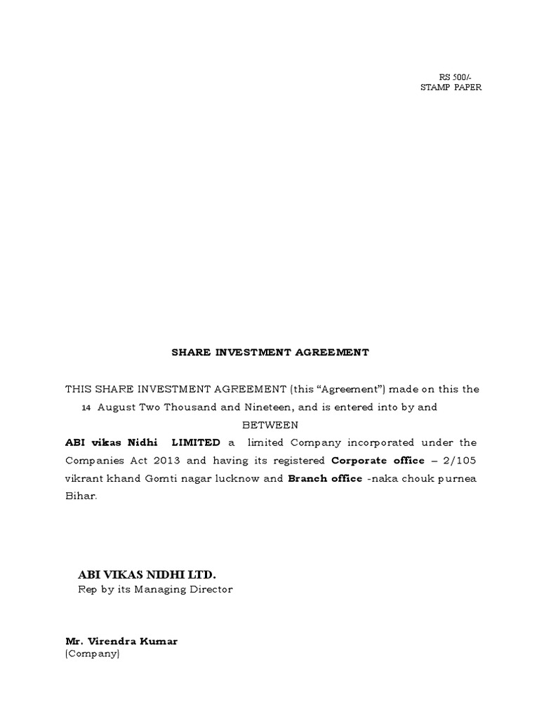 Share Investment Agreement | PDF | Arbitral Tribunal | Arbitration