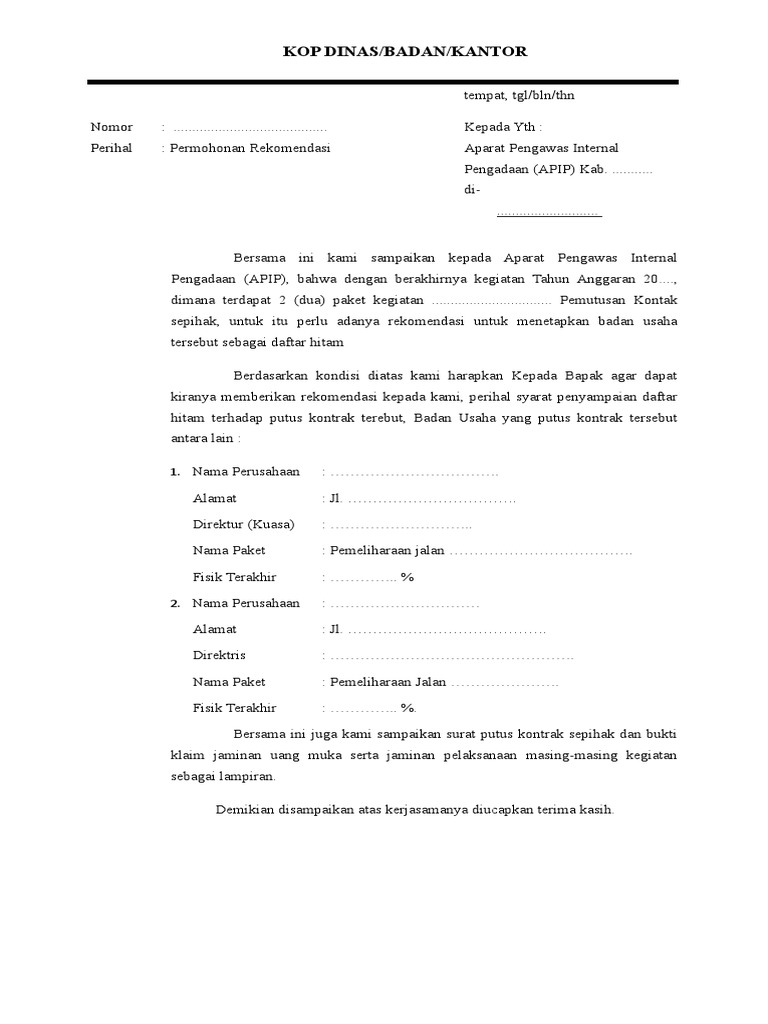 8 Surat Permohonan Rekom APIP | PDF