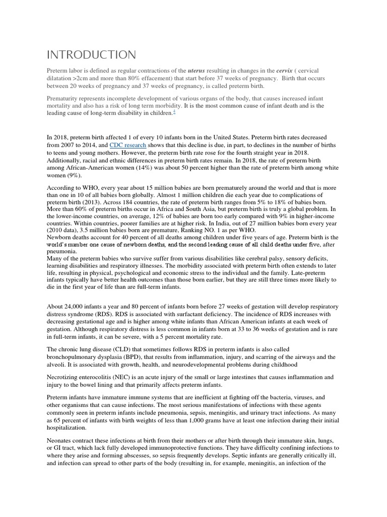 INTRODUCTION | Download Free PDF | Preterm Birth | Childbirth