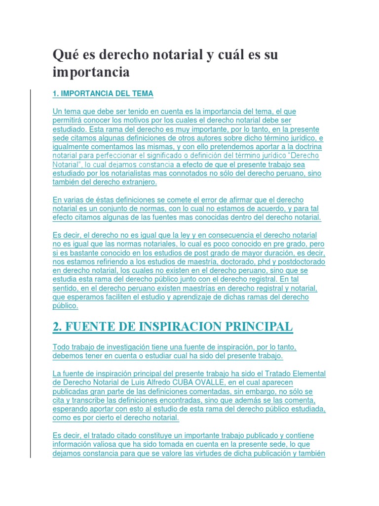 Qué Es Derecho Notarial y Cuál Es Su Importancia | PDF | Fuentes del ...