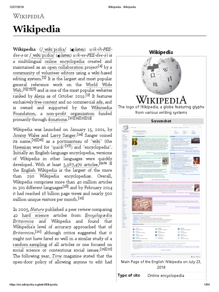 Wikipedia - Wikipedia PDF | PDF | Wikipedia | Websites