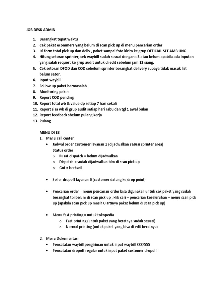 Job Desk Admin | PDF