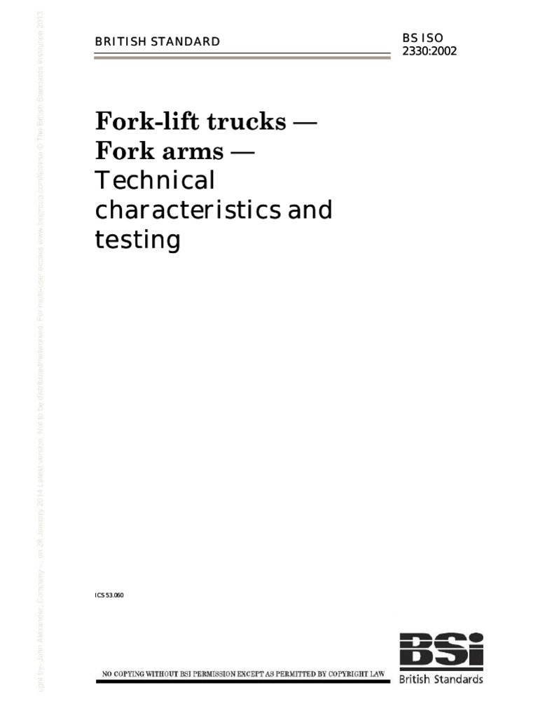 Bs Iso 2330 Forklift Trucks | PDF | Rules | International ...